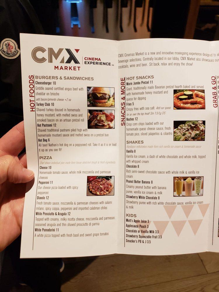 Menu at CMX Market Cinemas Closter pub & bar, Closter