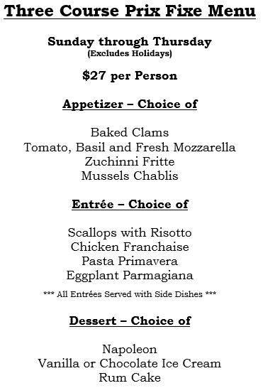 Carta del restaurante Casa Basso, Westhampton