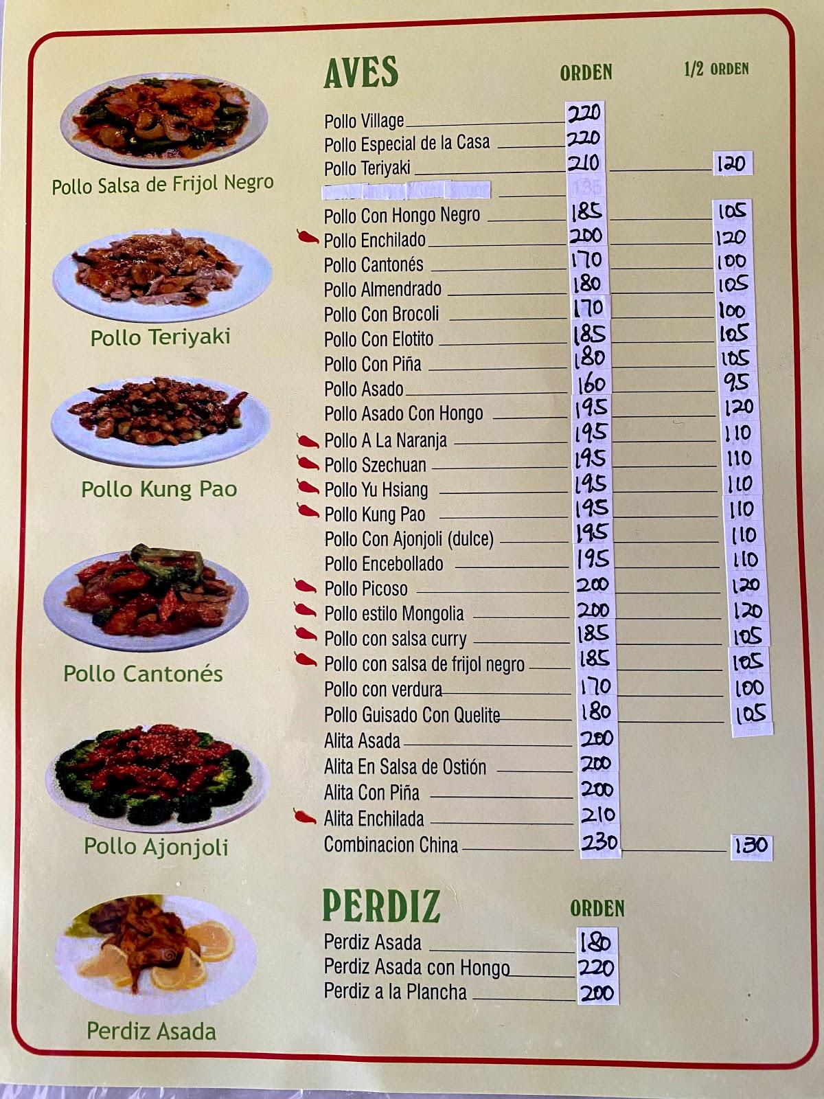 Menu at FOOD VILLAGE restaurant, Tijuana