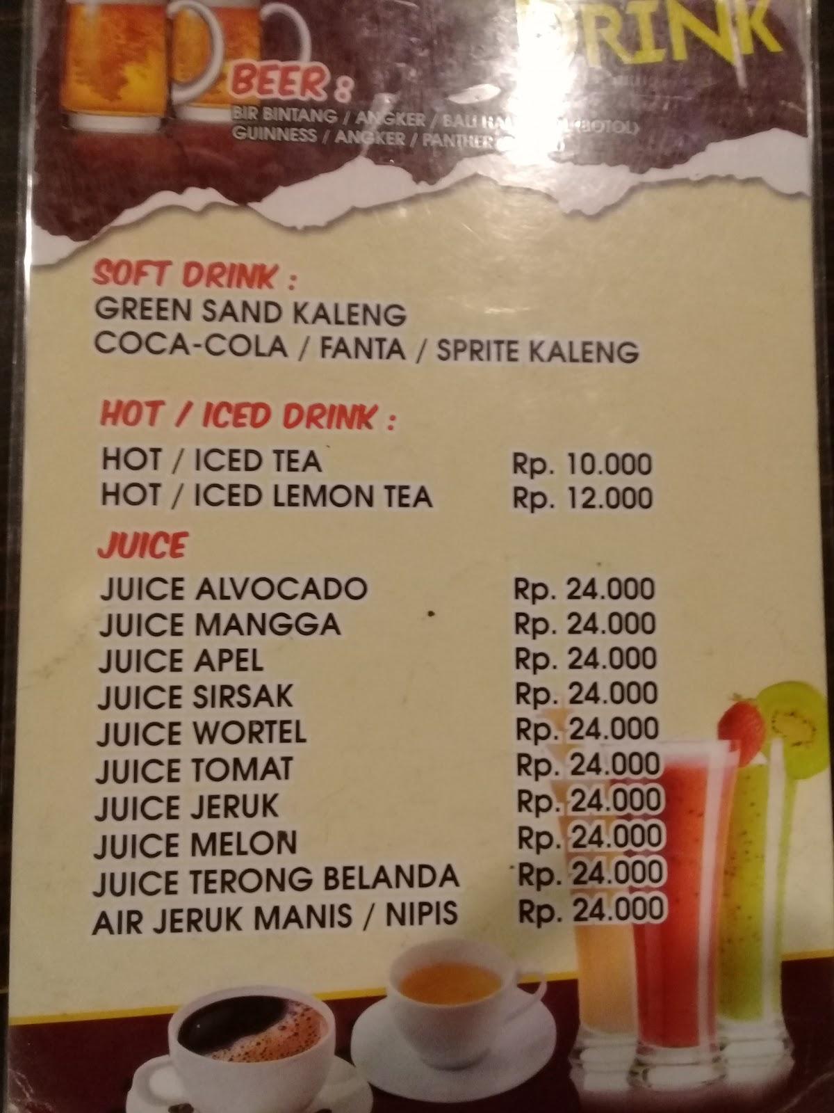 Menu at Kios Lay restaurant, Makassar