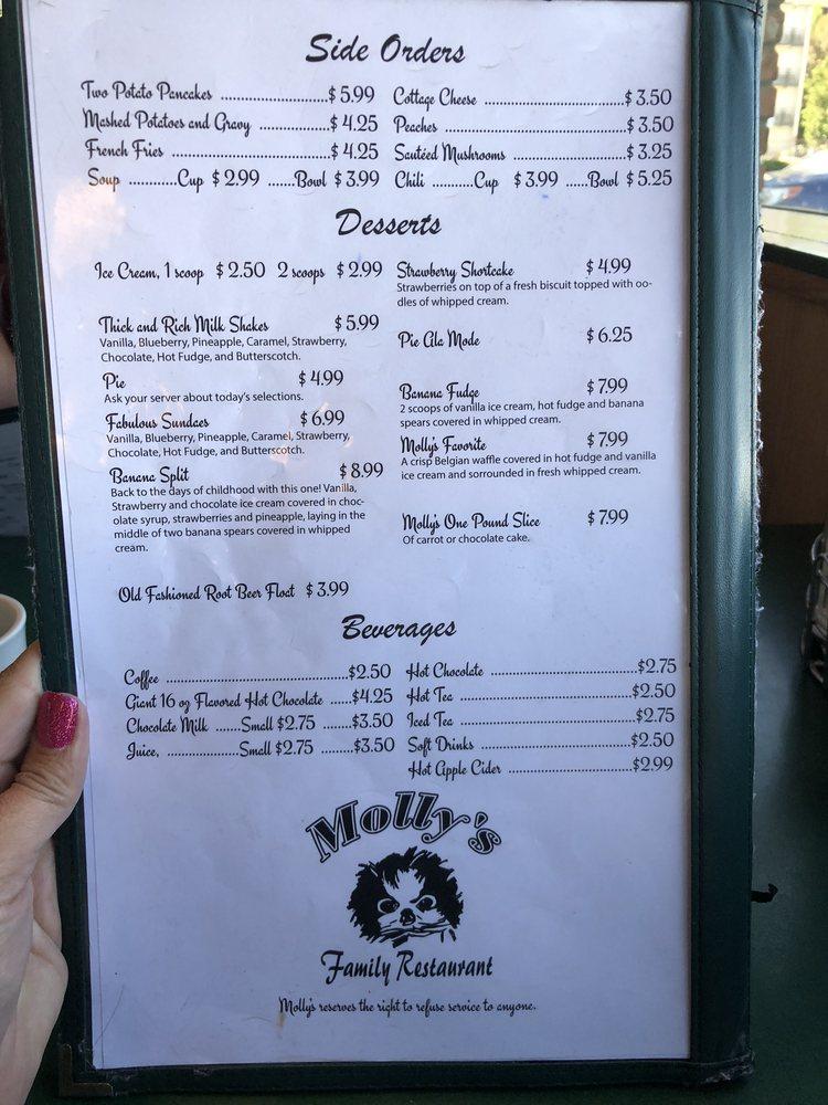 Menu at Molly's Family Restaurant, Spokane