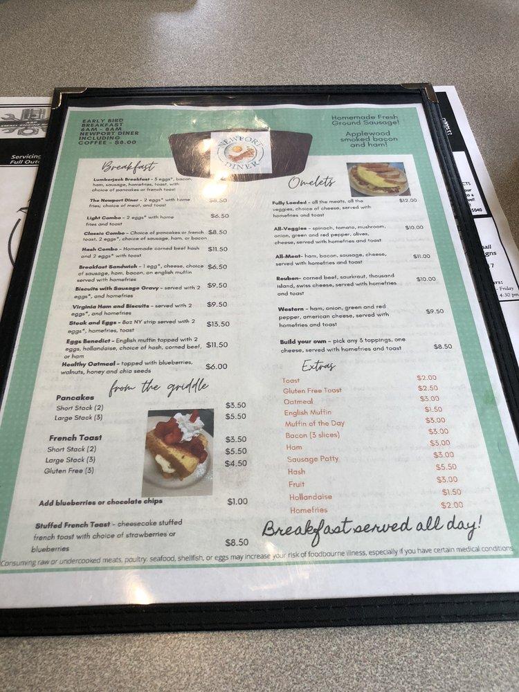 Menu at Newport Diner cafe, Newport