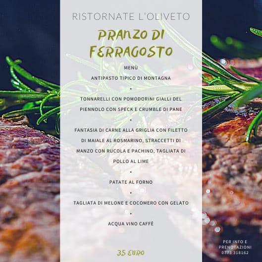 Menu at Ristorante Pizzeria l'Oliveto, Sermoneta