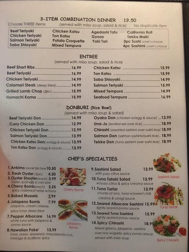 Menu at Senro Sushi restaurant, San Ramon