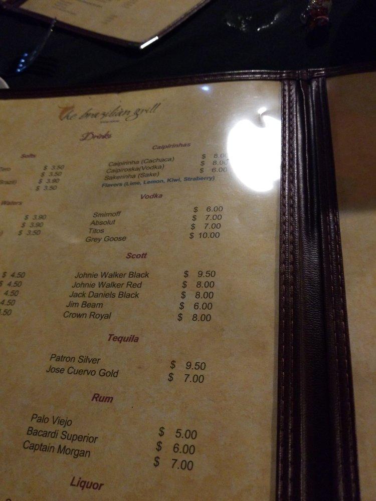 Menu at The Brazilian Grill restaurant, Pompano Beach