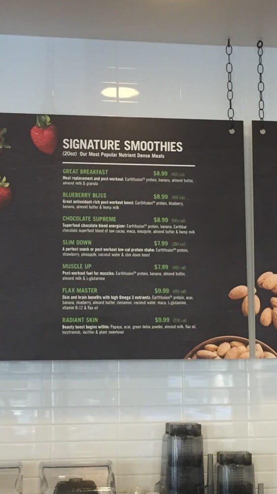 Menu at Earthbar, San Francisco, -A Union St