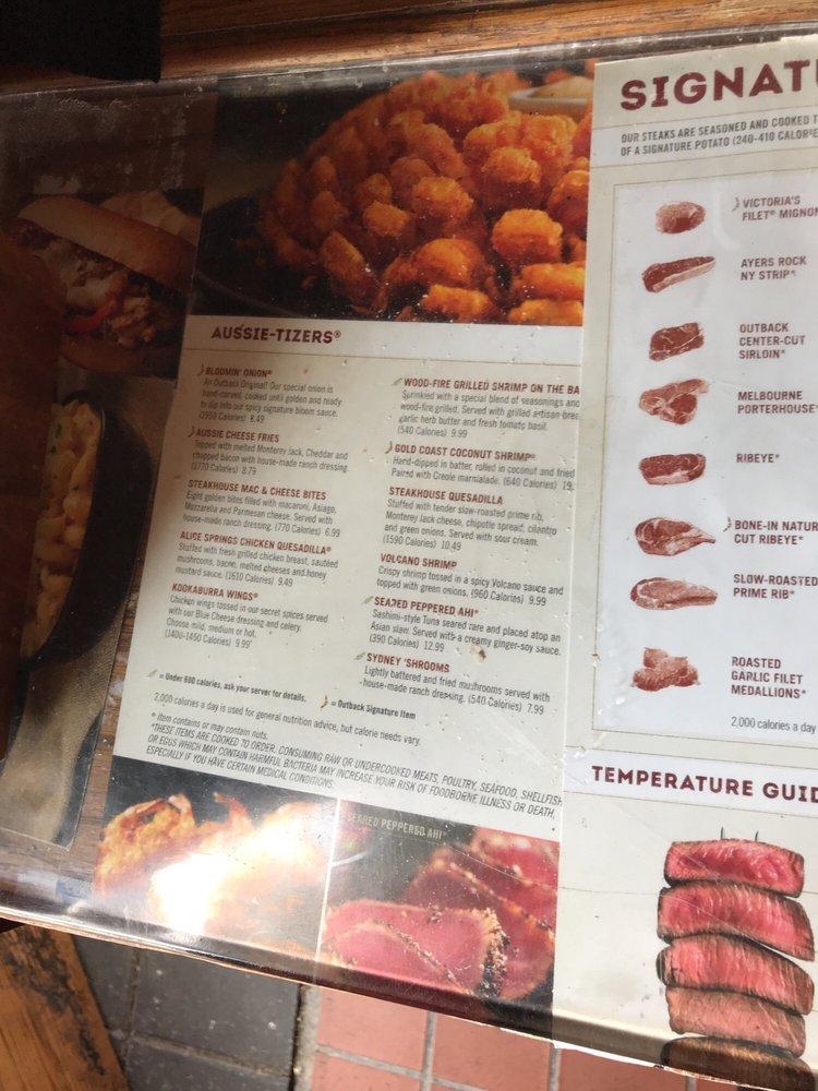Menu at Outback Steakhouse, Burbank