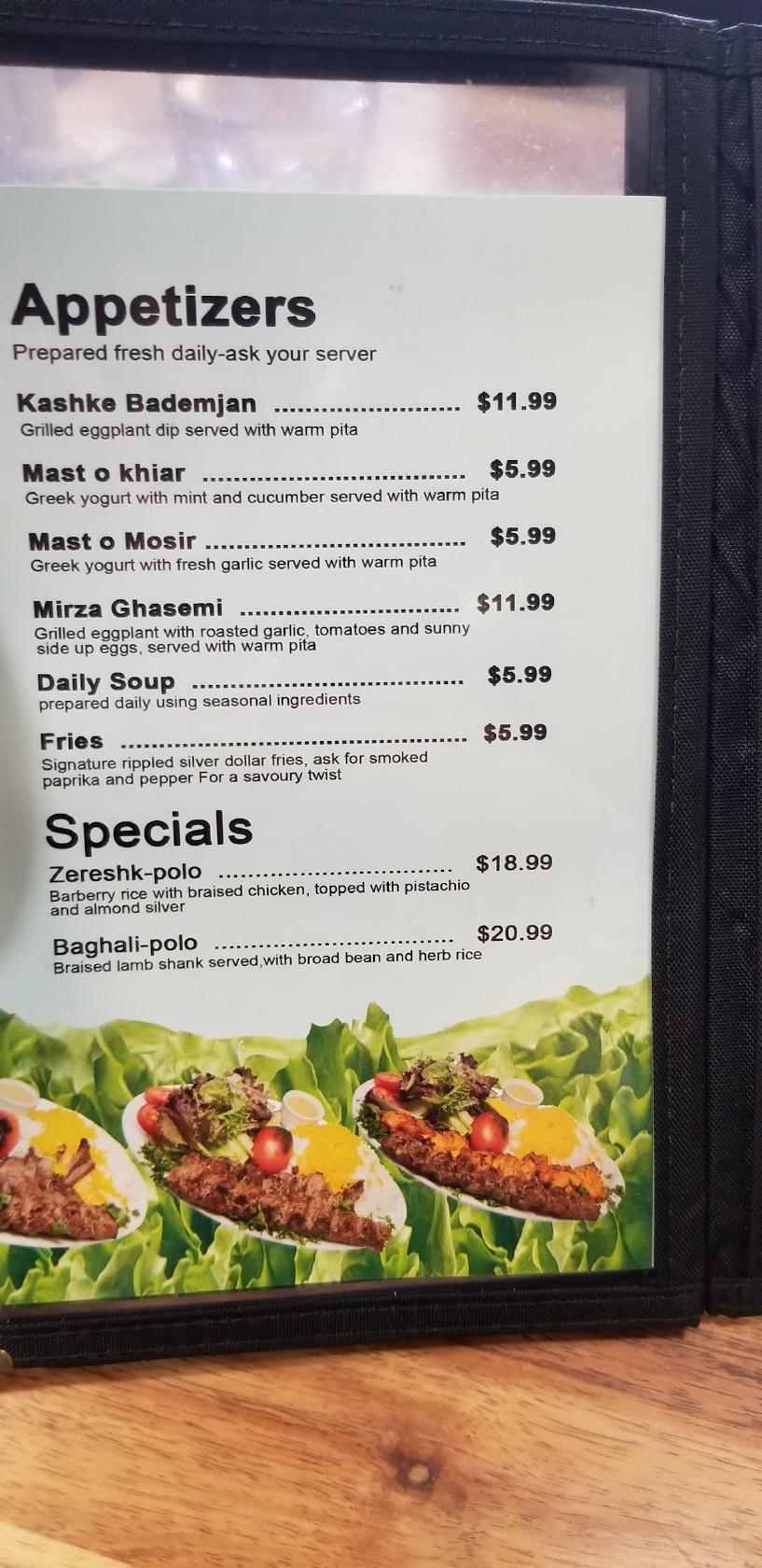 Menu at Pars Grill restaurant, Vaughan, 975 Major MacKenzie Dr W A2