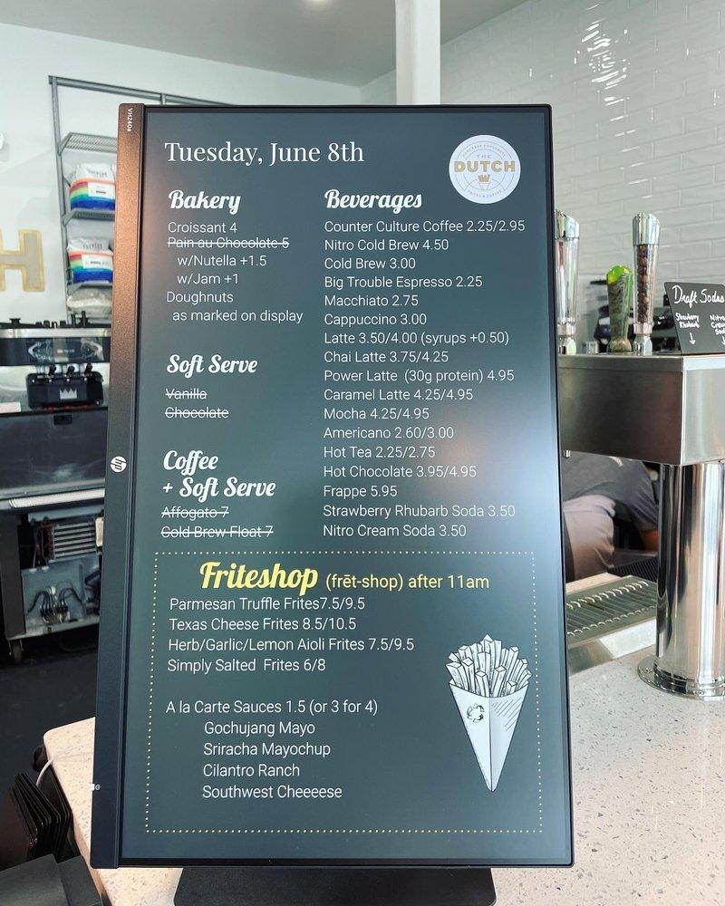 Menu at The Dutch fast food, Johns Creek