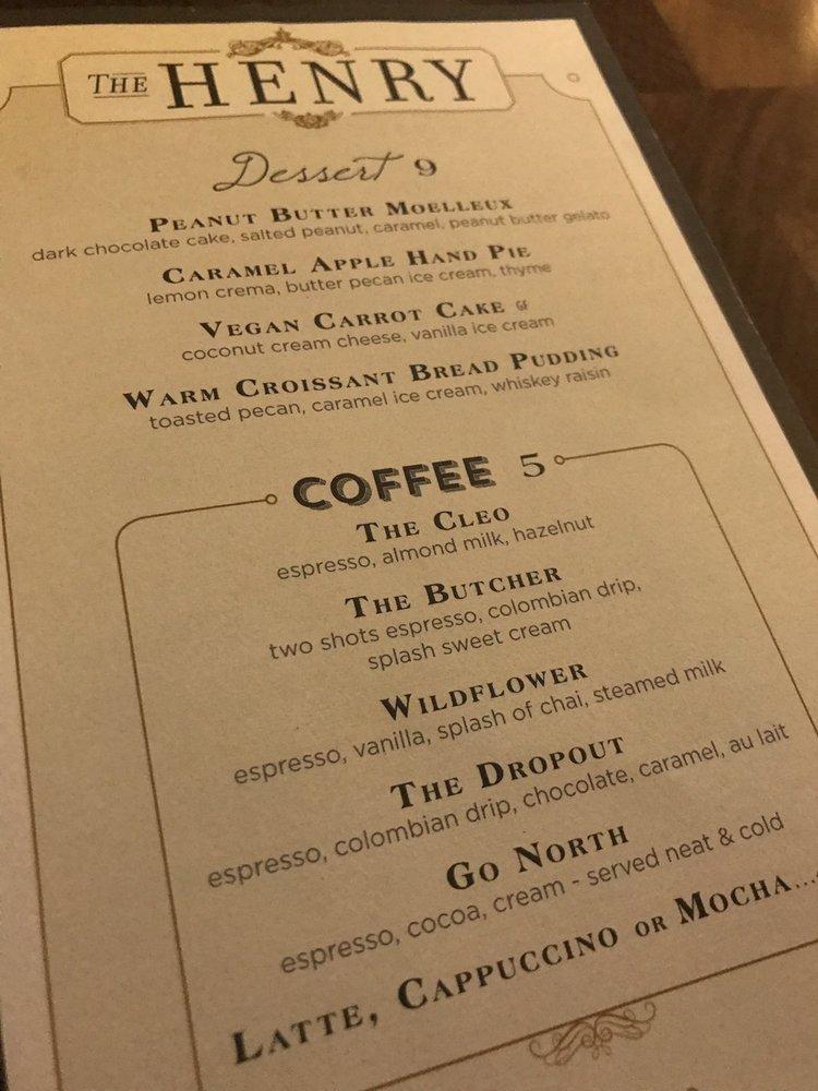 Menu at The Henry restaurant, Dallas, N Akard St Suite 250