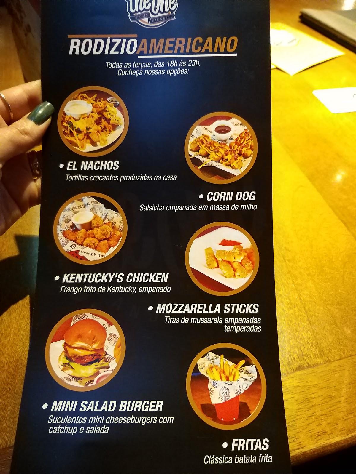 Menu em The One Sports Bar & Grill, Bauru