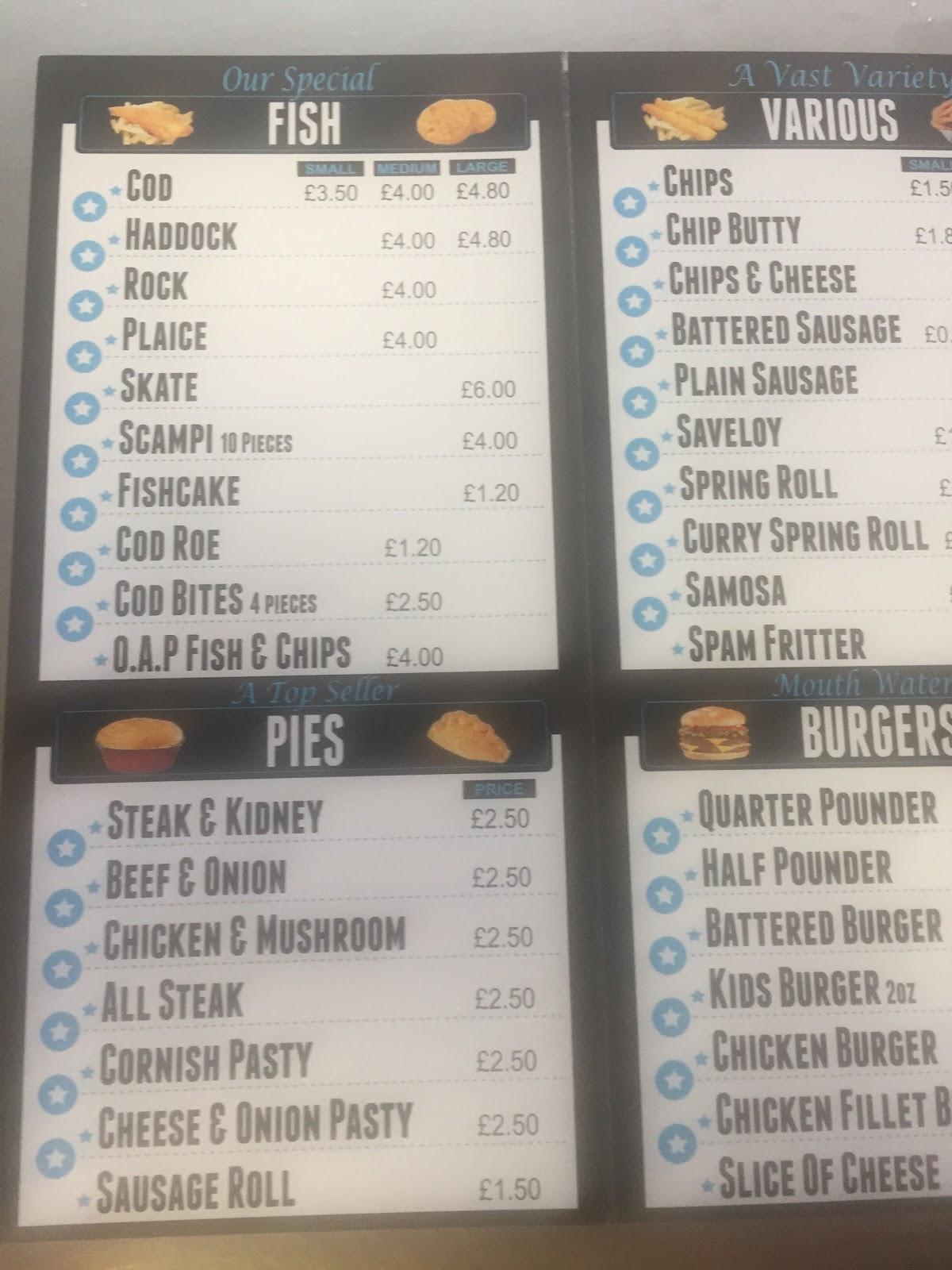 Menu at Croxton Fish Bar, Thetford