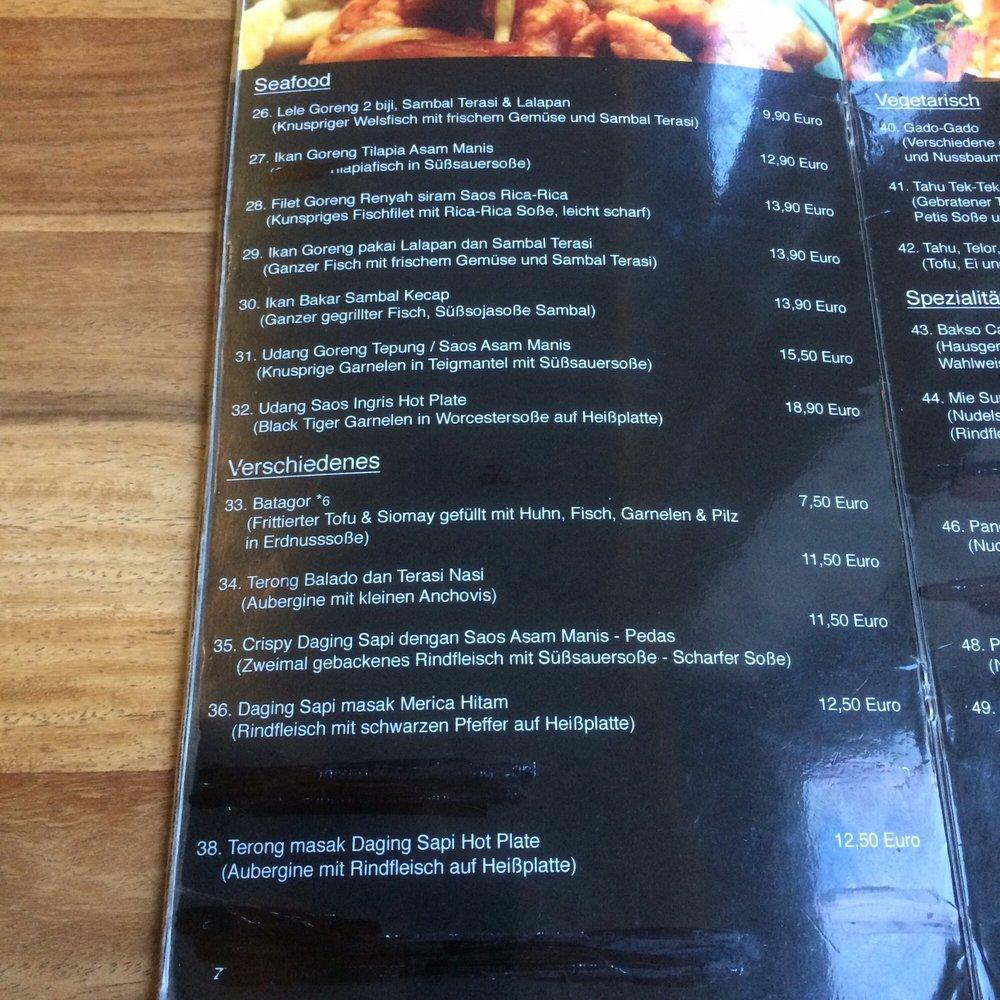 Speisekarte von Jawa Restaurant - Traditional Indonesian Food, Hamburg