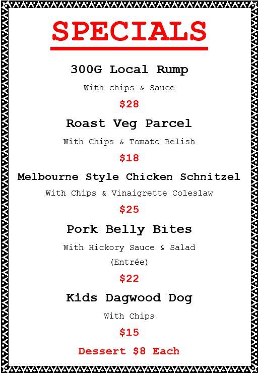 Menu at Kairi Hotel pub & bar, Kairi
