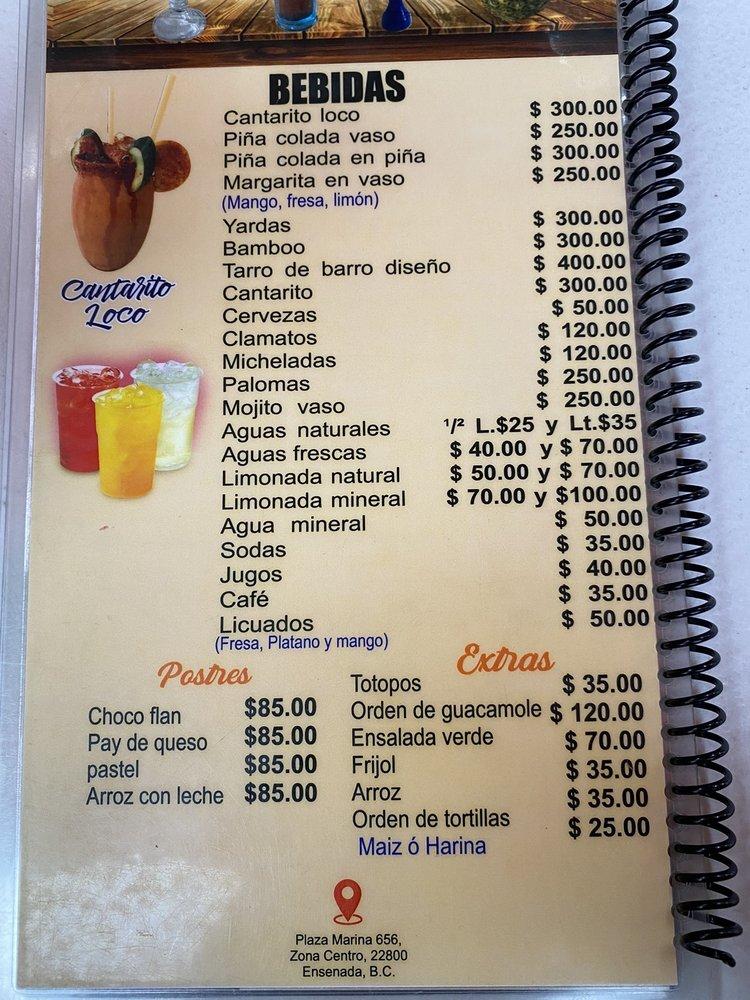 Menu at Mariscos 646 restaurant, Ensenada