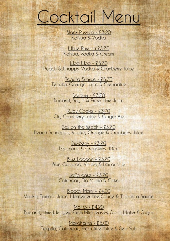 Menu at Six Bells, Madeley pub & bar, Telford