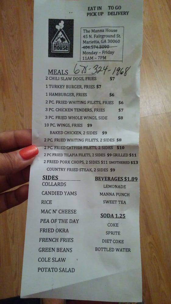 Menu at The Manna House Cafe, Marietta, 234 Windy Hill Rd