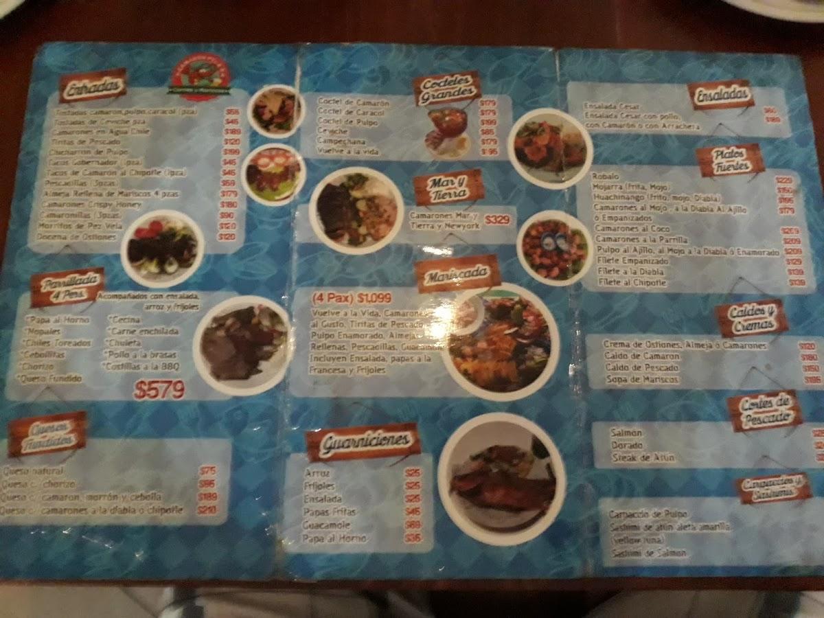 Menu at Camaron Pelao' restaurant, Acapulco