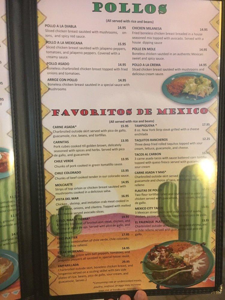 Carta de El Palenque Mexican Restaurant and Cantina, Corvallis