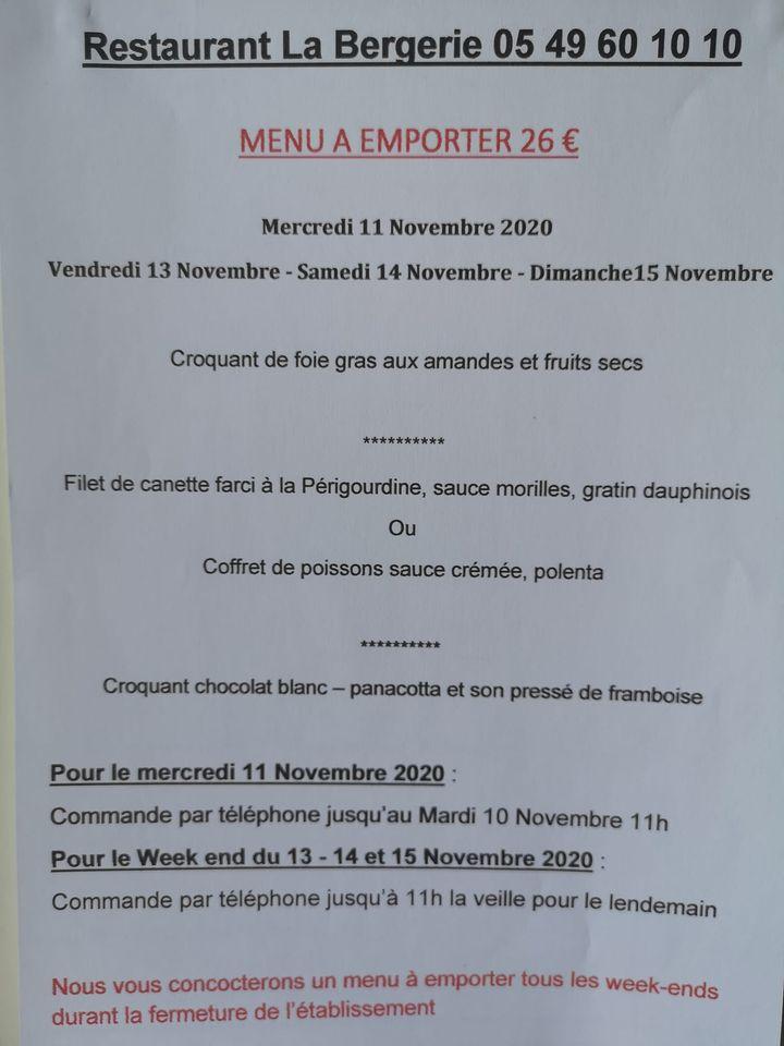 Menu au Restaurant La Bergerie Nieuil L'Espoir, Nieuil-l'Espoir
