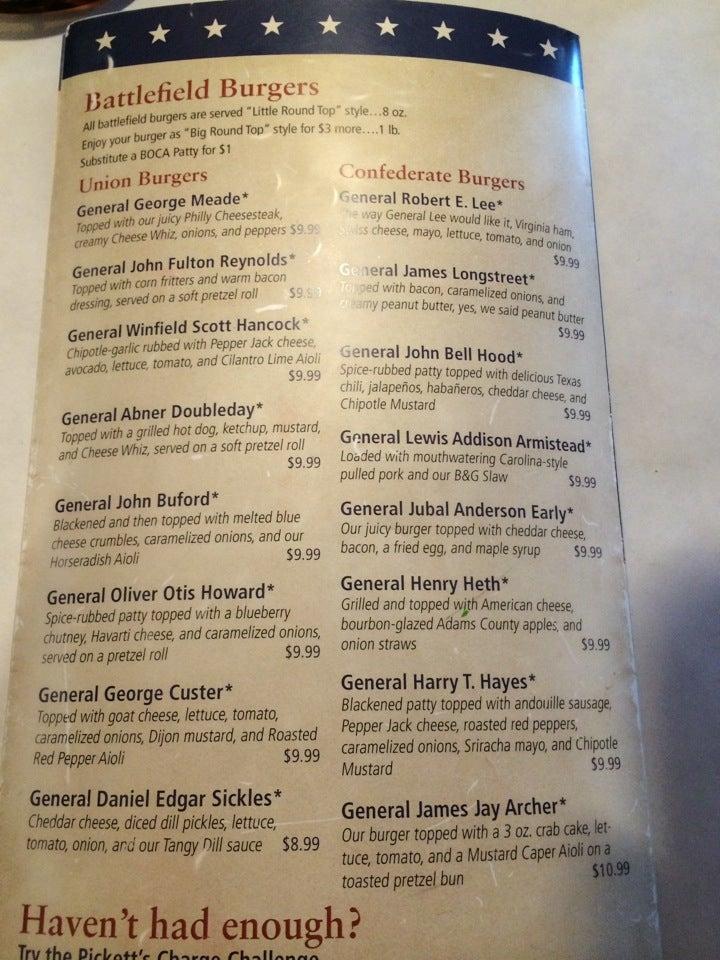 Menu at Blue & Gray Bar & Grill, Gettysburg