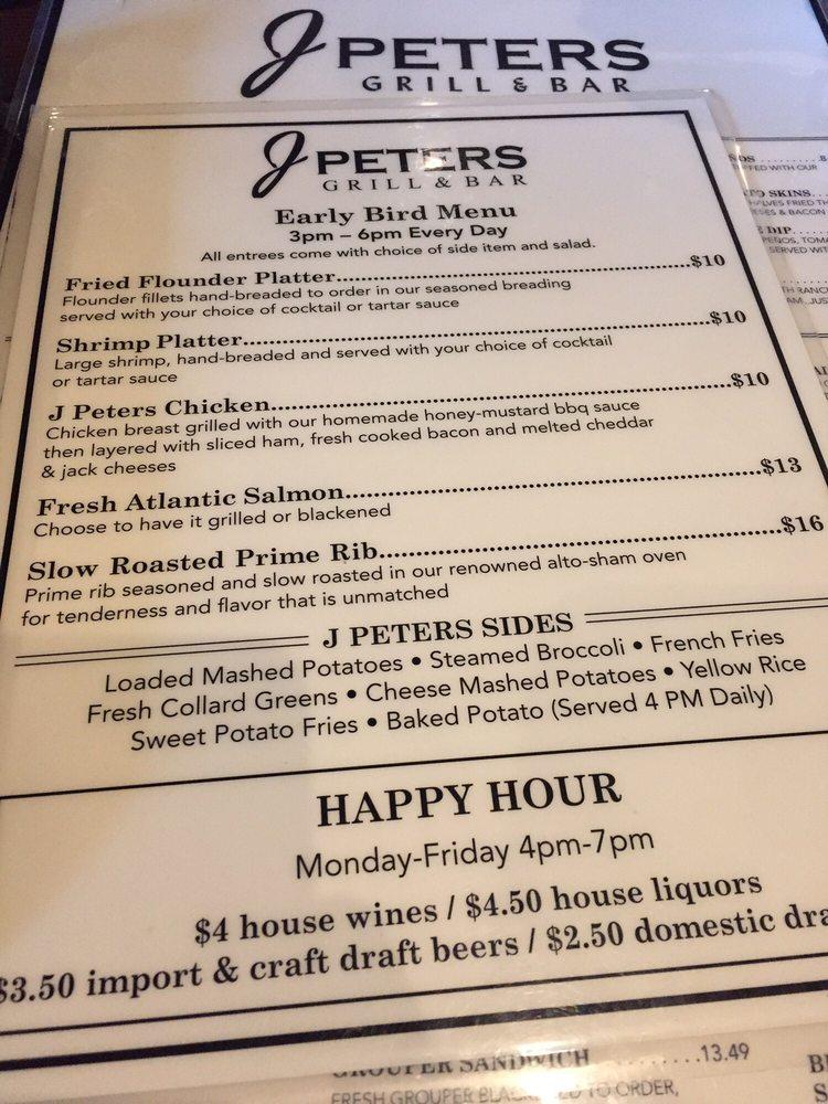 Menu at J Peters Grill & Bar - Mauldin, Mauldin