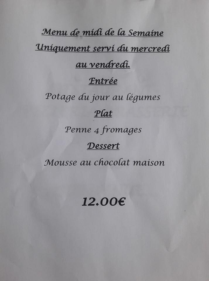 Menu at Le Select, Hastiere