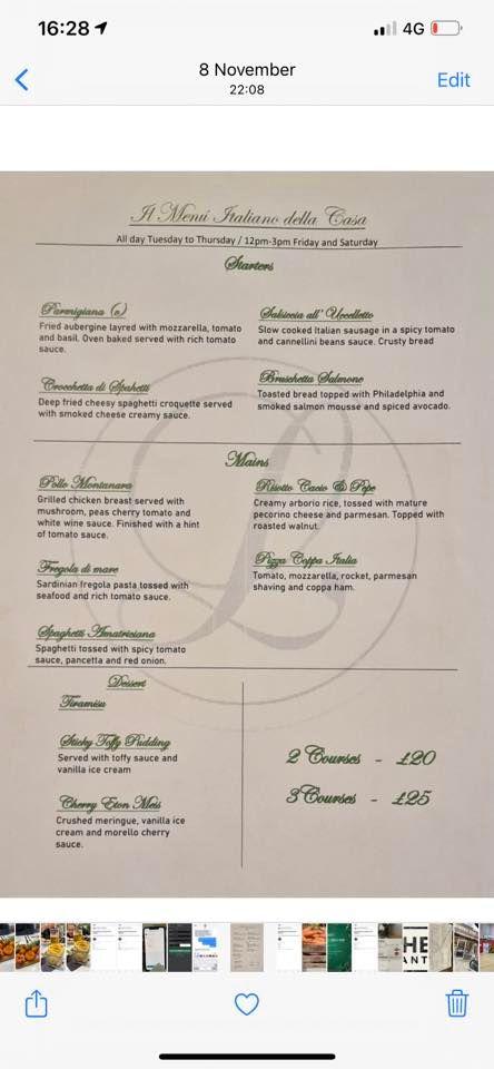 Menu at Luciano's at the Millstone restaurant, Chorley, Bolton Rd