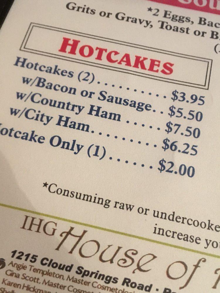 Menu at Old South Restaurant, Rossville