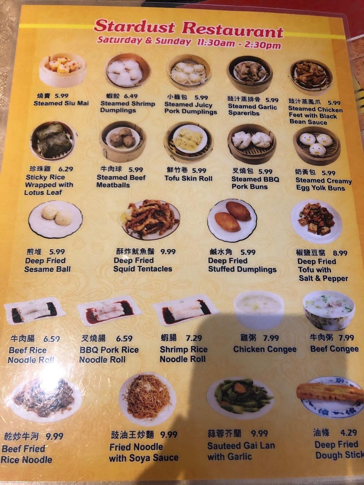 Menu at Stardust Restaurant, Prince Rupert