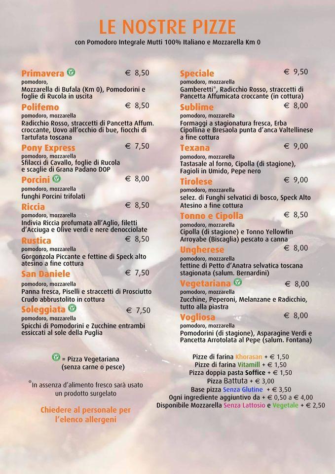 Menu at La Deliziosa pizzeria, Rovigo