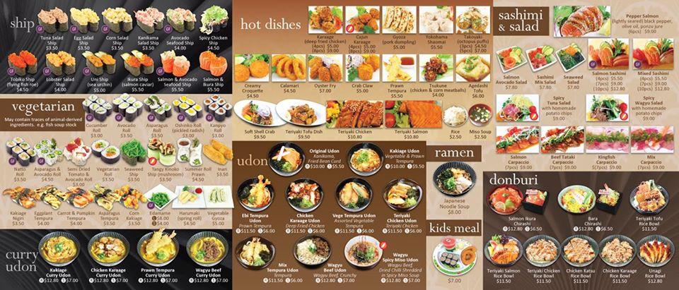 Menu at Sushi Train Sutherland restaurant, Sutherland