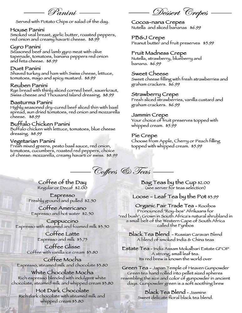 Menu at Europa Deli & Cafe, Rochester