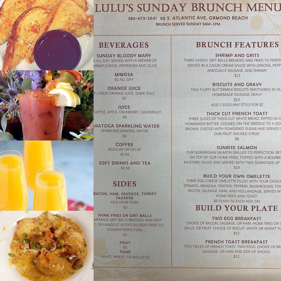 Menu at Lulu's Oceanside Grill pub & bar, Ormond Beach