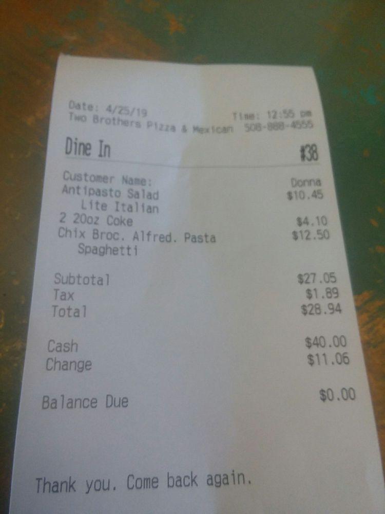 Menu at Two Brothers Pizza & Mexican pizzeria, Sandwich