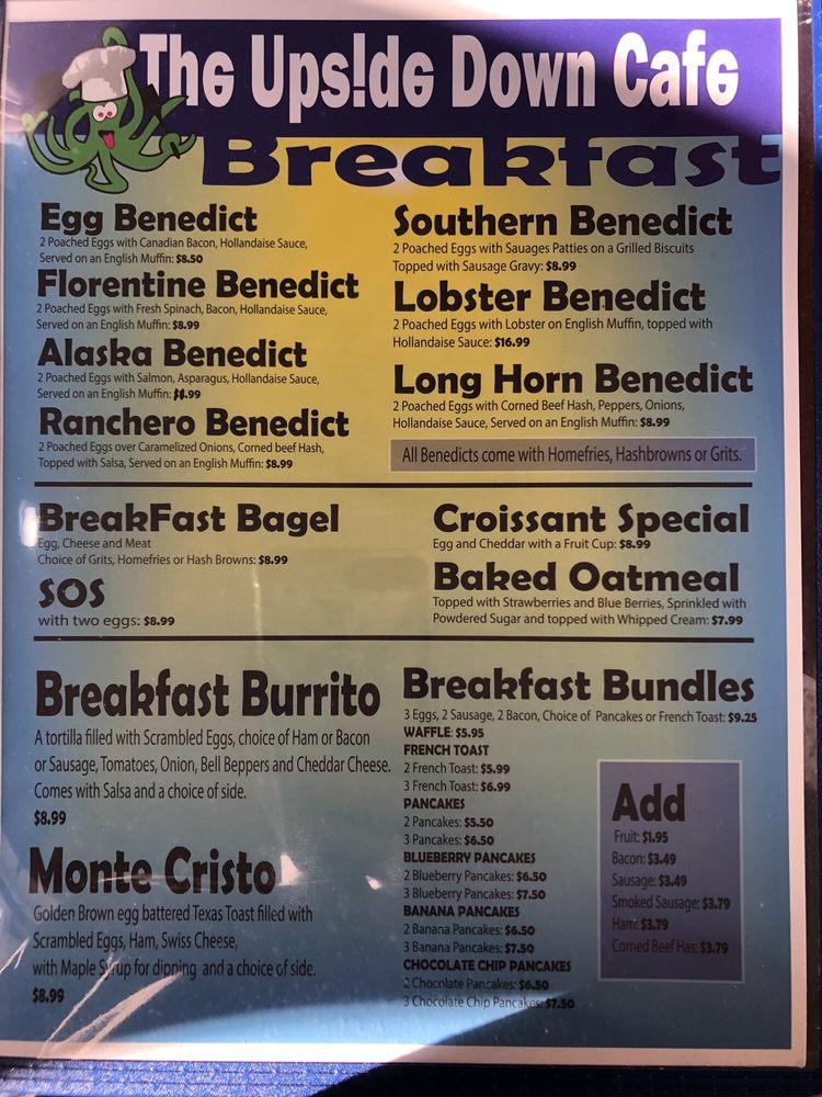 Menu at Upside Down cafe, Satellite Beach