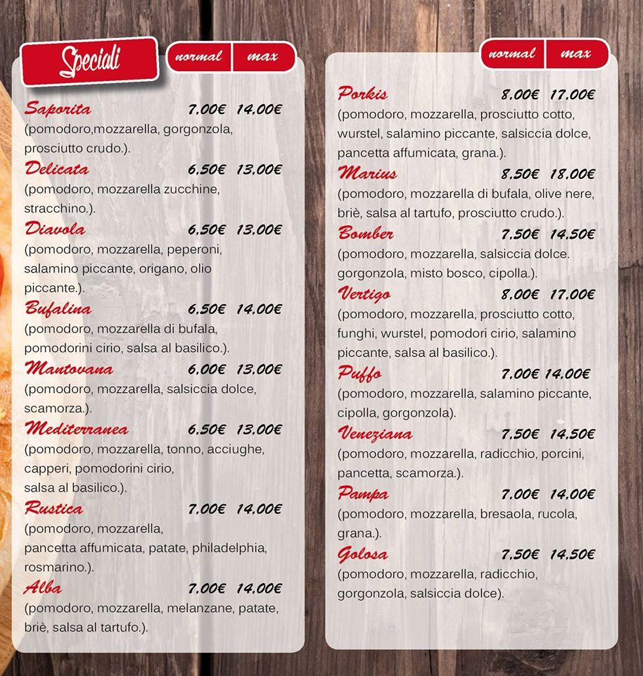 Menu at Vertigo Bar Pizzeria, Nogarole Rocca, Via Monsignor Augusto De Mori