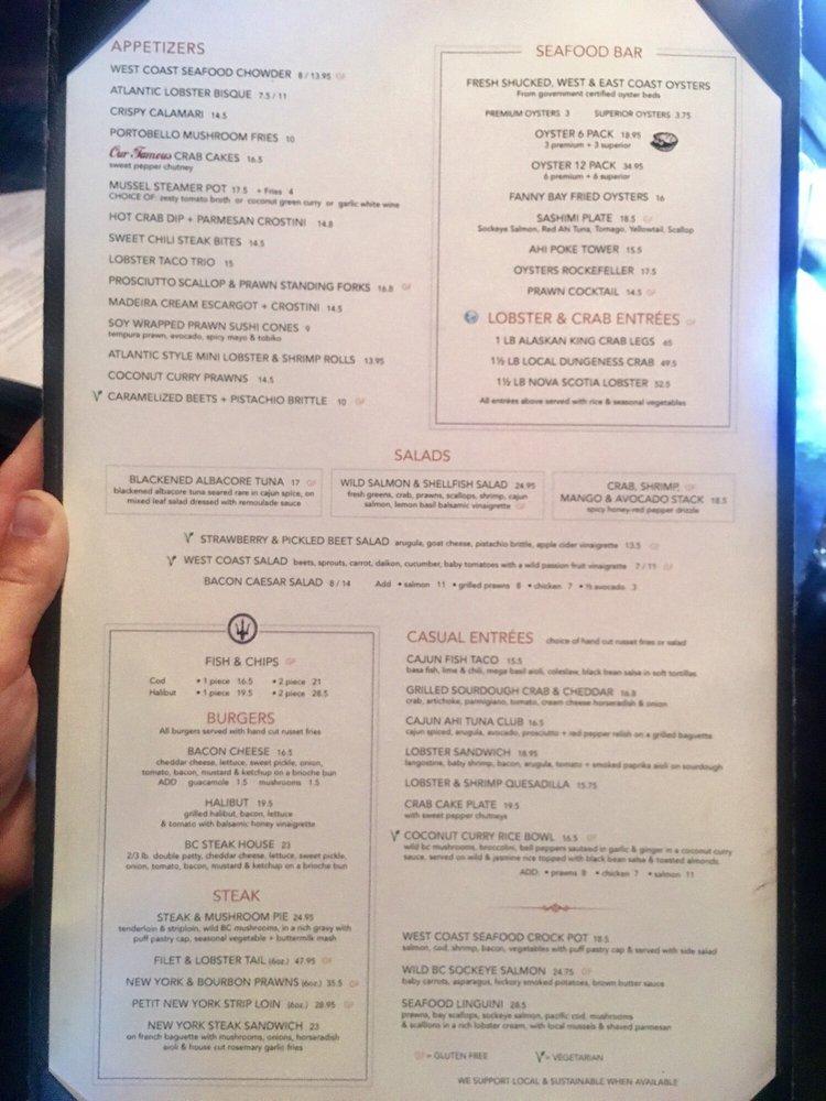 Menu au Nautical Nellies Steak & Seafood House restaurant à viande ...