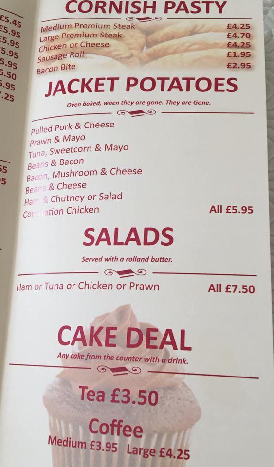 Menu at Nile's Bakery & Cafe, Saint Austell, Holmbush Cafe
