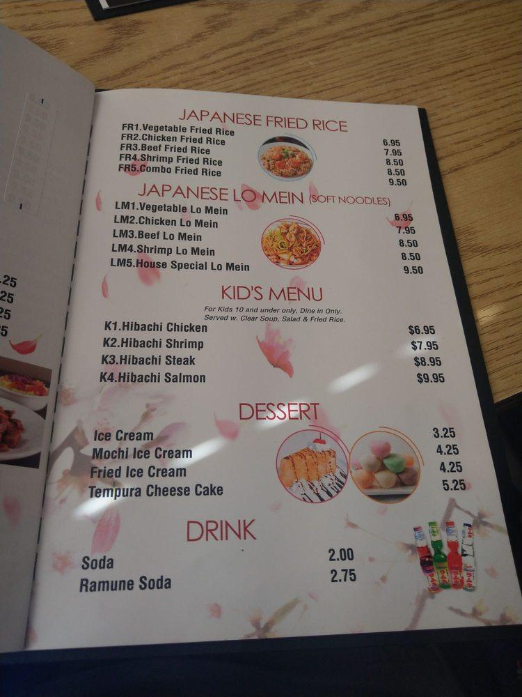 Menu at Sakura restaurant, Price