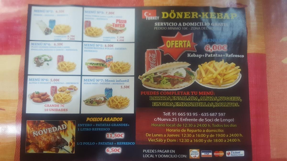 Menu at Donner Kebab Turkey restaurant, Villaviciosa de Odón