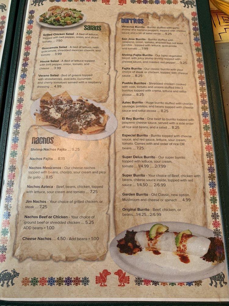 Menu at El Azteca restaurant, Portland, 121 Main St