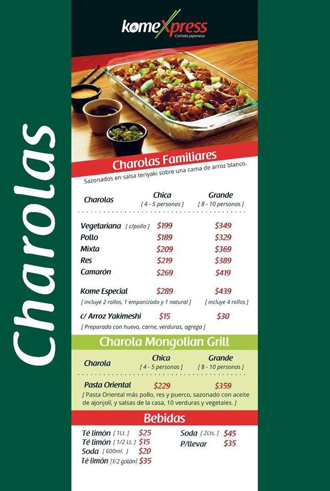 Menu at Kome Express Tijuana restaurant, Tijuana
