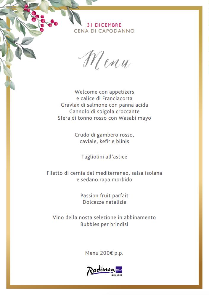 Menu at Le Roof Restaurant, Rome, Via Domenico Chelini