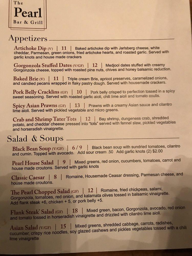 Menu at The Pearl Bar & Grill, Ellensburg