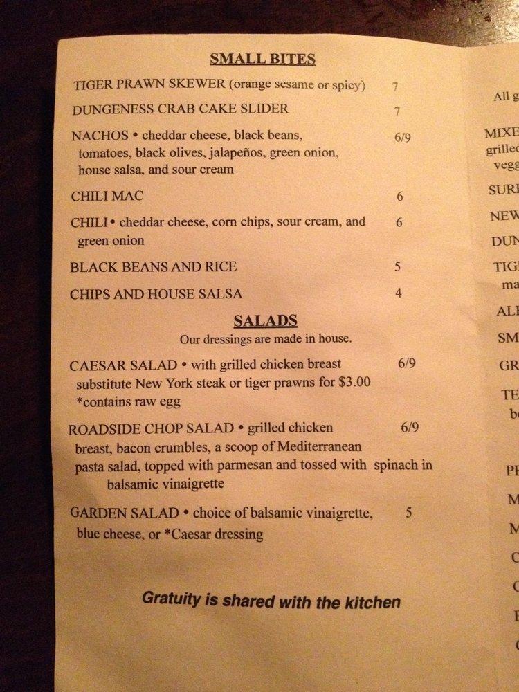 Menu at A Roadside Attraction pub & bar, Portland