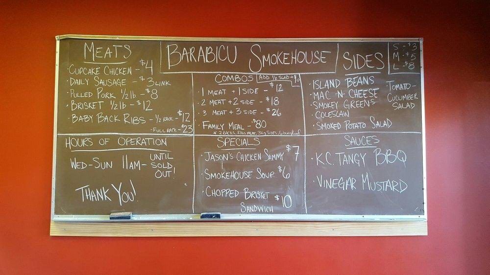 Menu at Barabicu Smokehouse, Parma