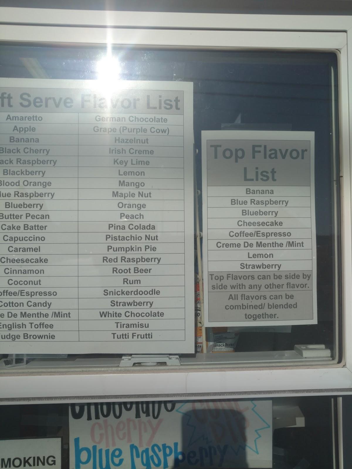 Menu at Shivers Ice Cream, Toledo