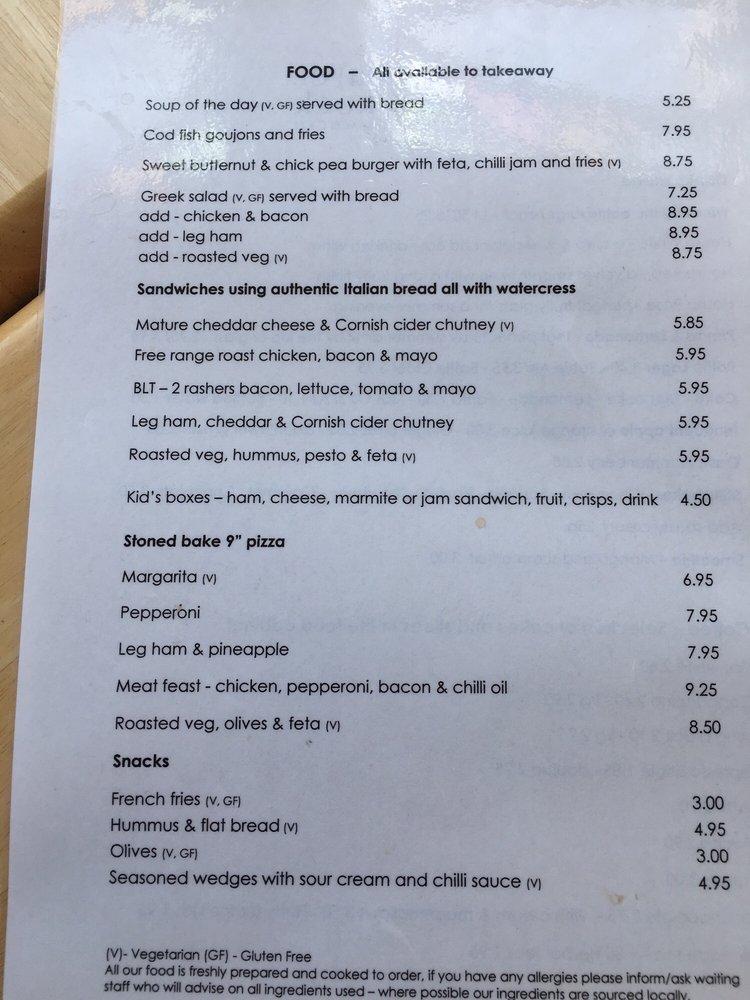 Menu at Chapel Rock Café cafe, Marazion