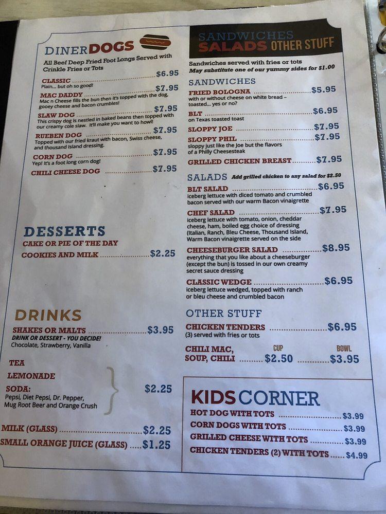 Menu at Downtown Diner restaurant, Granite City